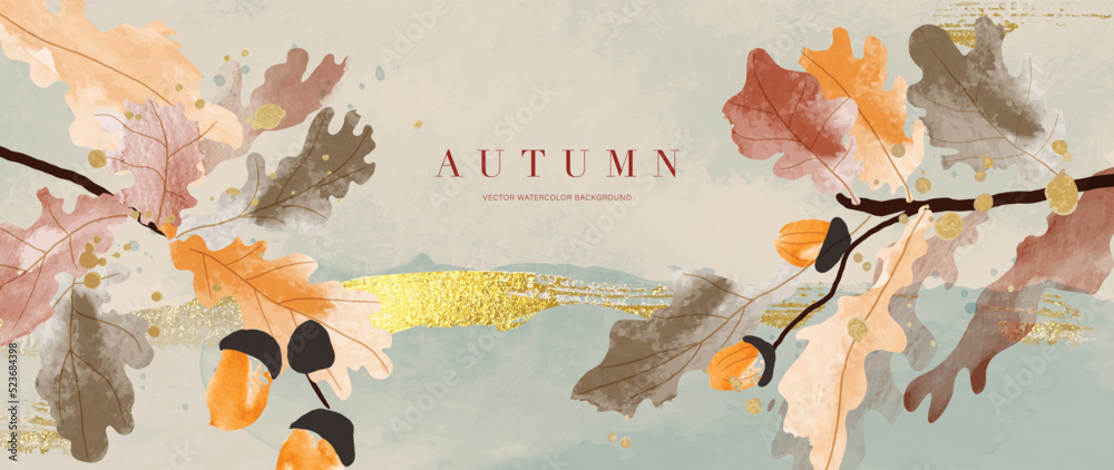 Autumn foliage in watercolor vector background. Abstract wallpaper ...