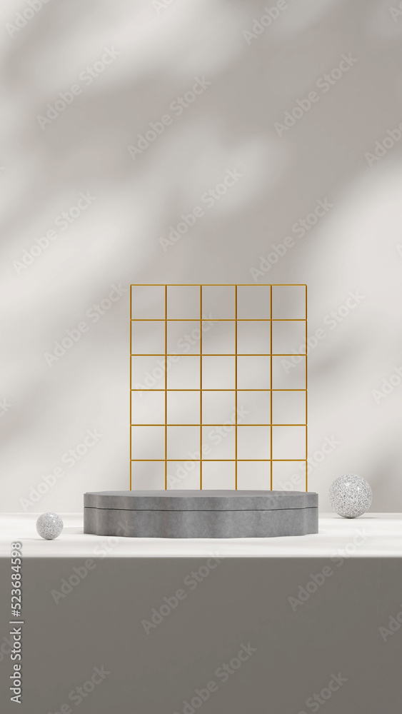 3d rendering template mockup concrete texture podium in portrait with ...