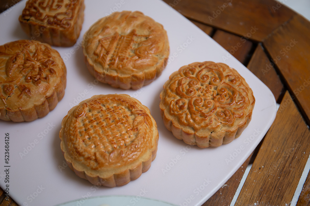 Delicious mung bean moon cake for Mid-Autumn Festival food mooncake on ...