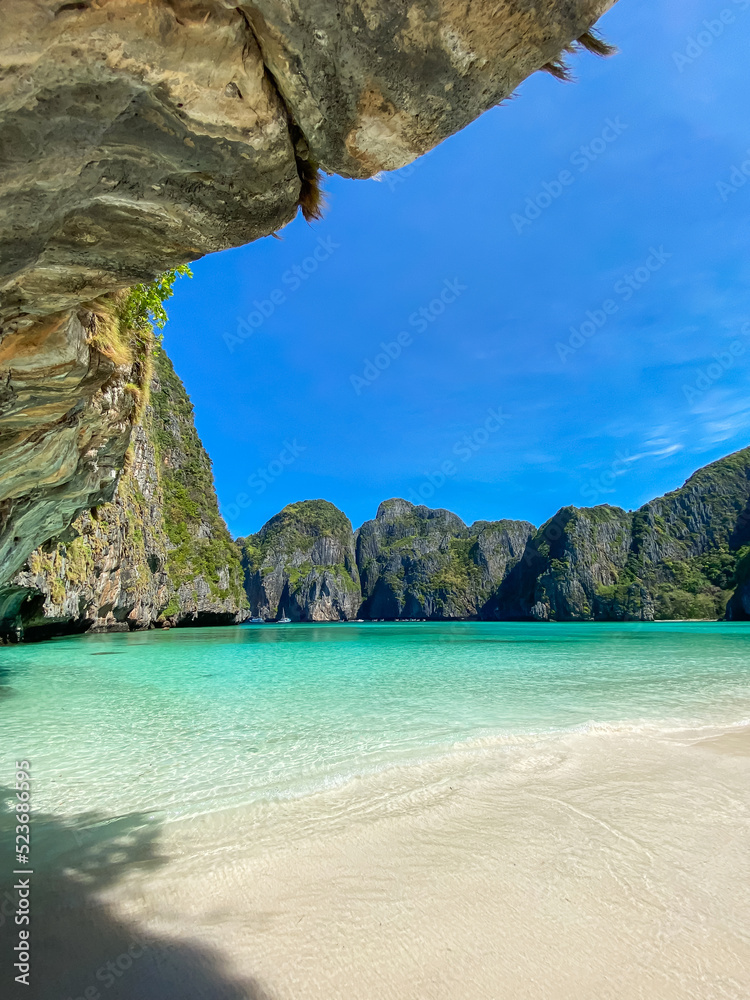 Beautiful scenery of Maya Bay beach on Phi Phi island, Krabi, Thailand ...