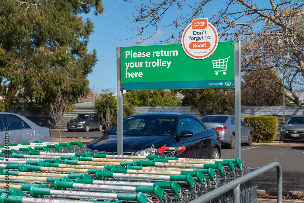 Please return your trolley here. Woolworths trolley collection bay at ...