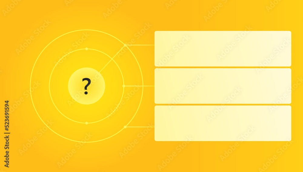 Questions and answer yellow infographic presentation slide. 3 steps ...