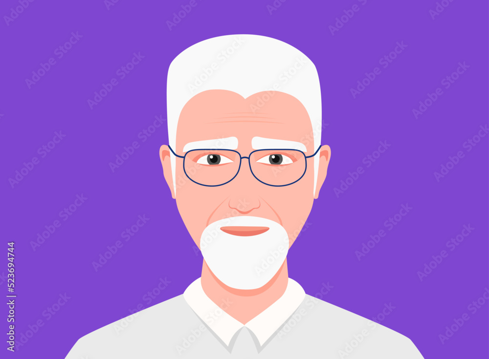 American active old man vector illustration. Gray haired older man with ...