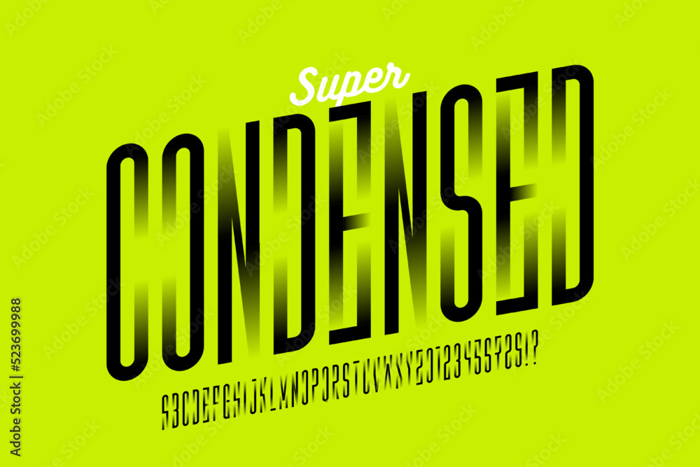 Vetor de Modern condensed font with gradient elements, alphabet and ...