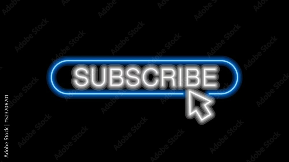 Neon SUBSCRIBE Sign. Animated Neon Lights. SUBSCRIBE Neon Sign On Black ...