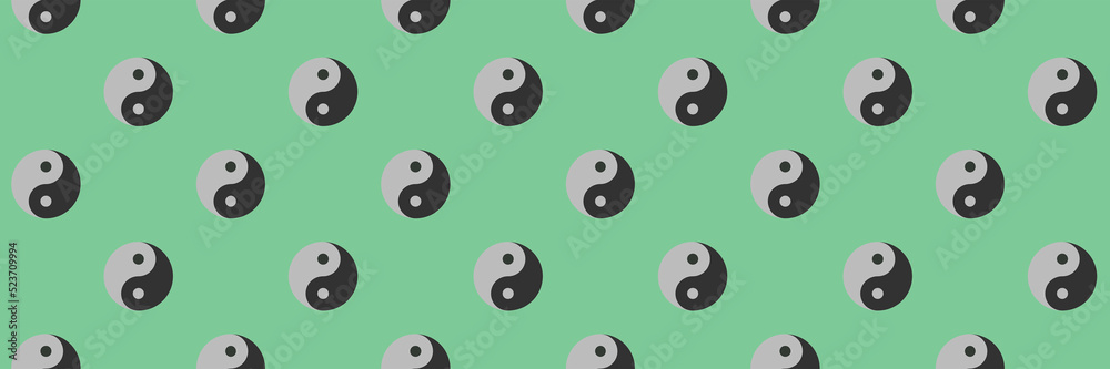 pattern. Image of Yin Yang symbol on pastel green backgrounds. Symbol ...