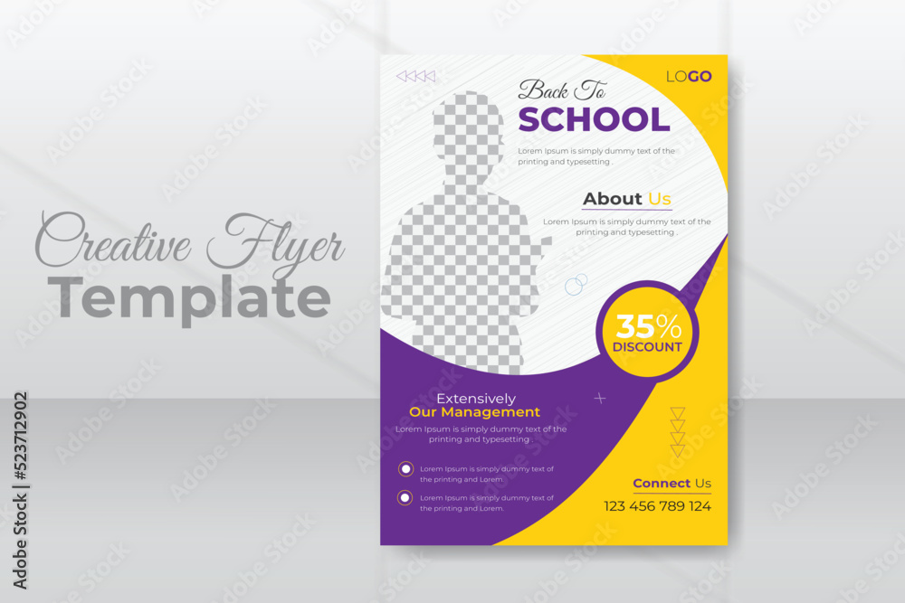 Kids school education admission flyer or poster design template in A4 ...