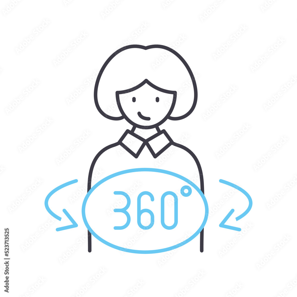 360 degree person line icon, outline symbol, vector illustration ...