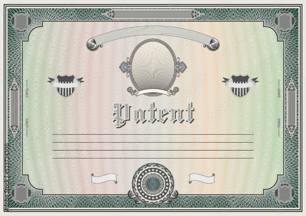Vector blank sample diploma, patent or security paper with guilloche ...