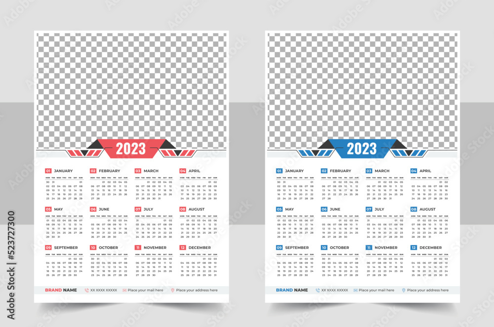2023 Calendar Planner, Print Ready One Page wall calendar template ...