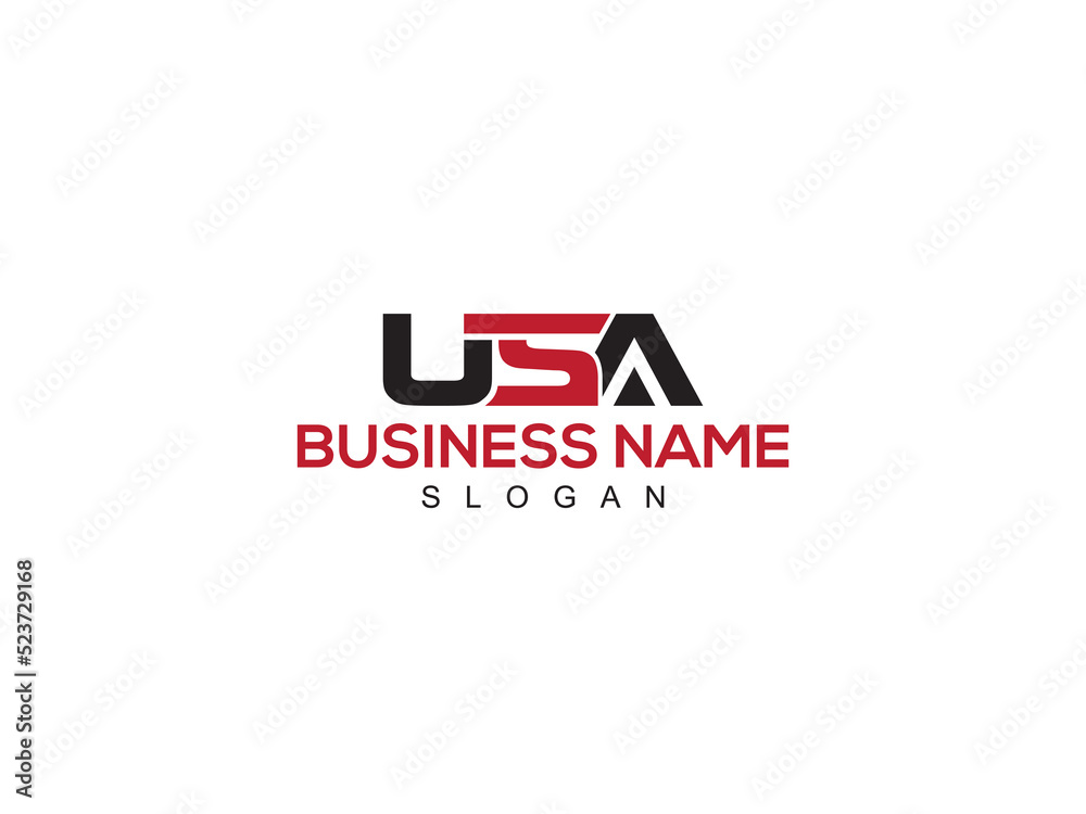 Classic USA Logo Letter, Colorful usa Logo Icon Design With Three ...