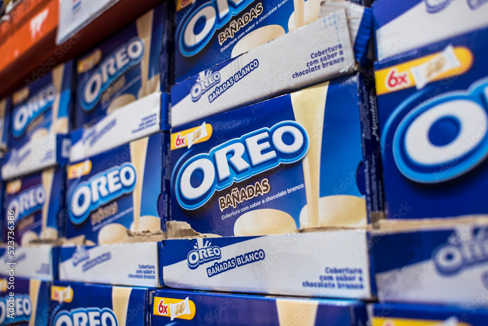 Oreo Banadas choco blanco for sale at a supermarket. Stock Photo ...