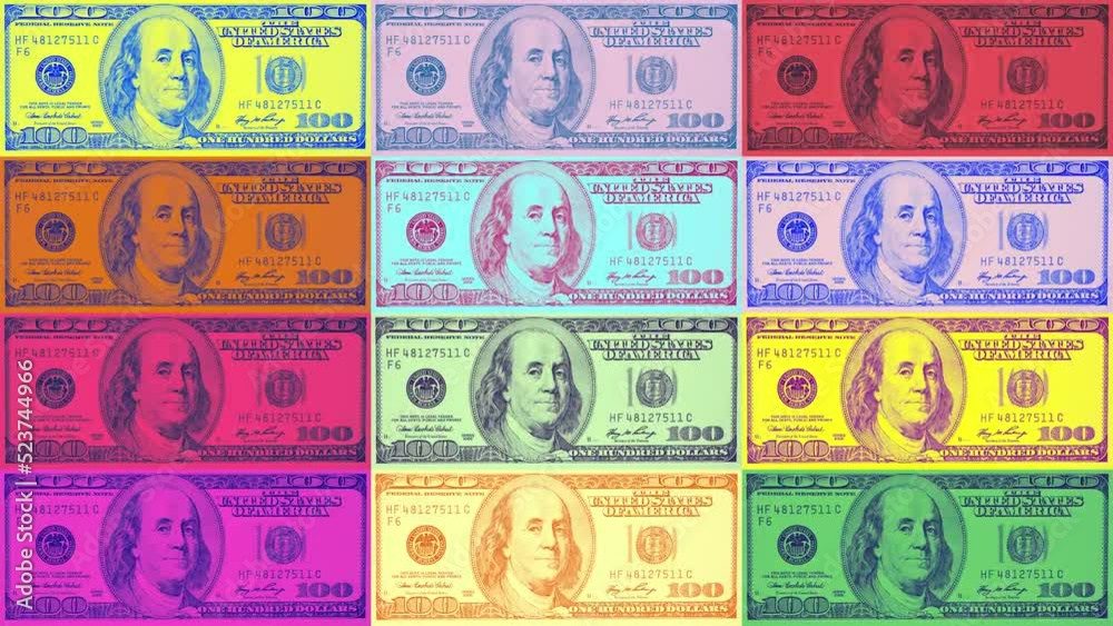Modern creative concept video 4K with colored graphic banknote. GIF ...