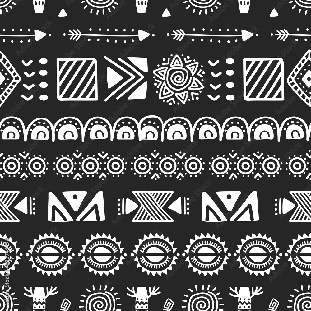 African seamless pattern. Tribal African abstract geometric shapes ...