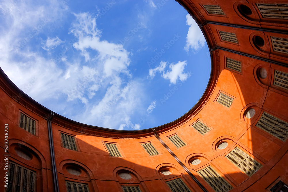 Oval roof of a round building as a commercial real estate and property ...