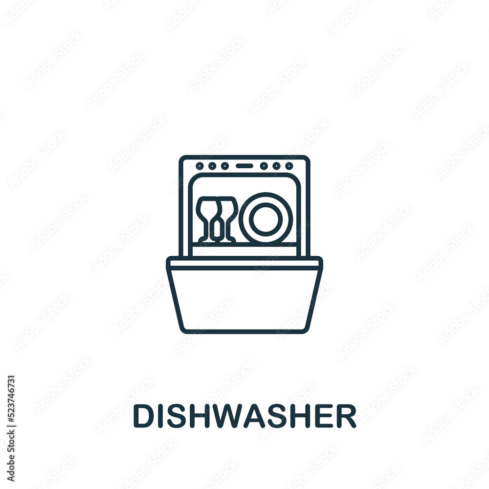 Dishwasher icon. Line simple line Housekeeping icon for templates, web ...
