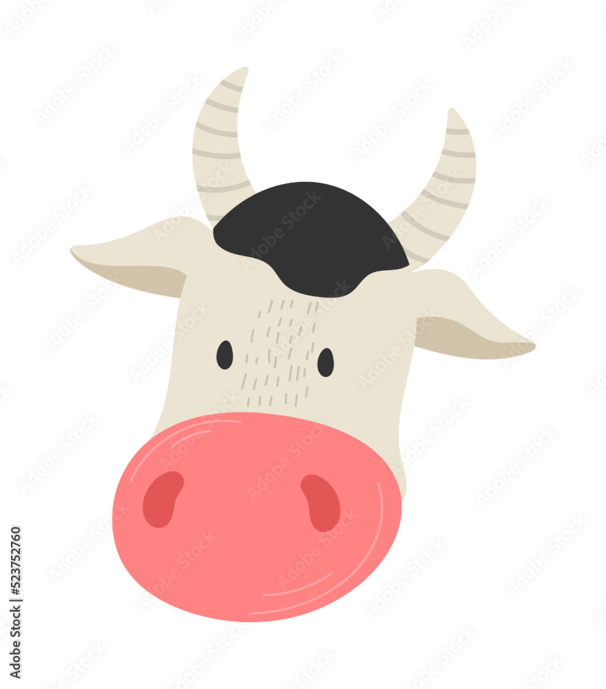 Cute cartoon cow face illustration Stock Vector | Adobe Stock
