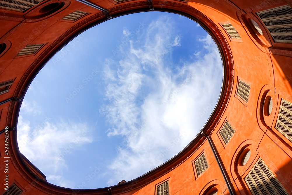Oval roof of a round building as a commercial real estate and property ...