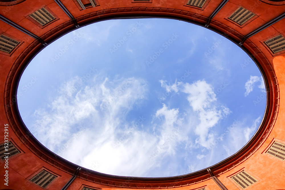 Oval roof of a round building as a commercial real estate and property ...
