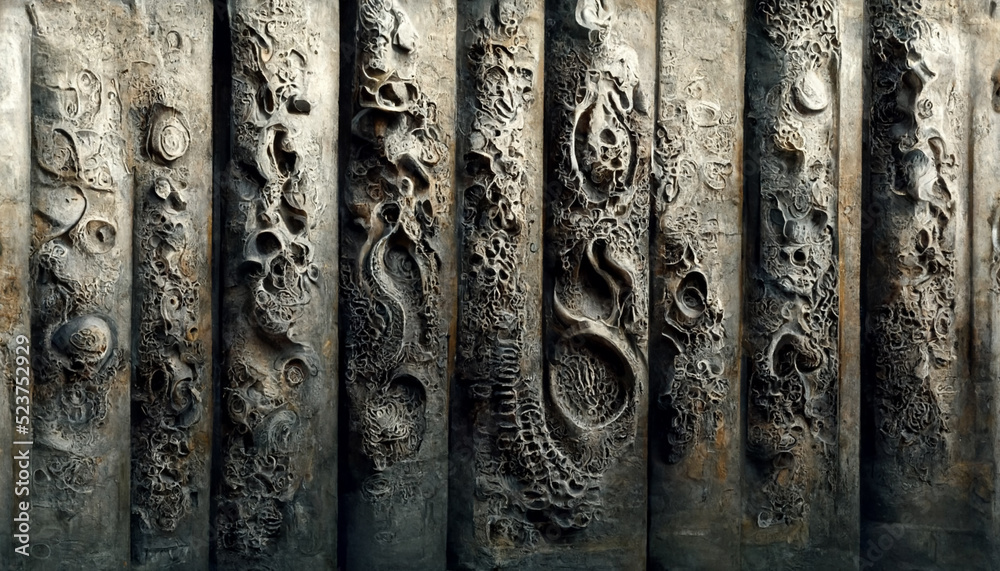 Biomechanical texture, sci fi walls, Alien textures 3d rendering Stock ...