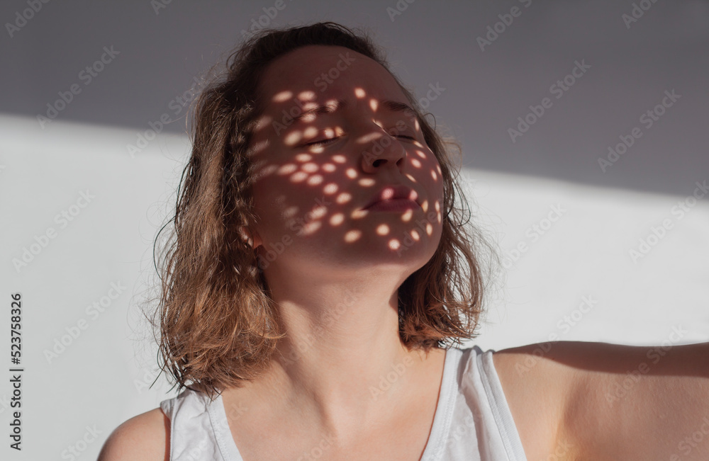 Zits on face concept. Big pores on skin. Confident girl with pimples ...