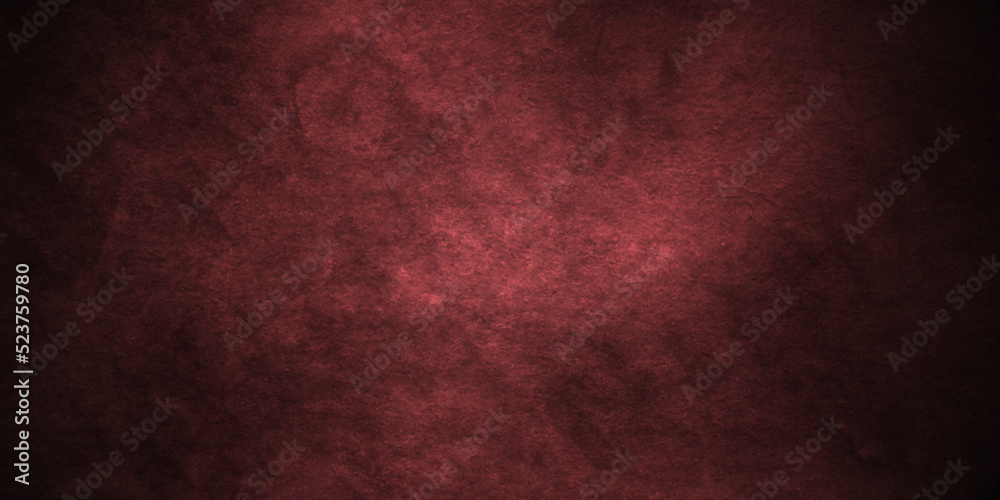 Red wall backdrop background with red faded border and old vintage ...