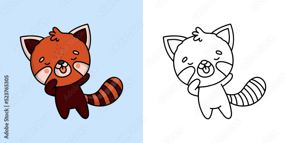 Vetor de Cute Clipart Red Panda Illustration and For Coloring Page ...