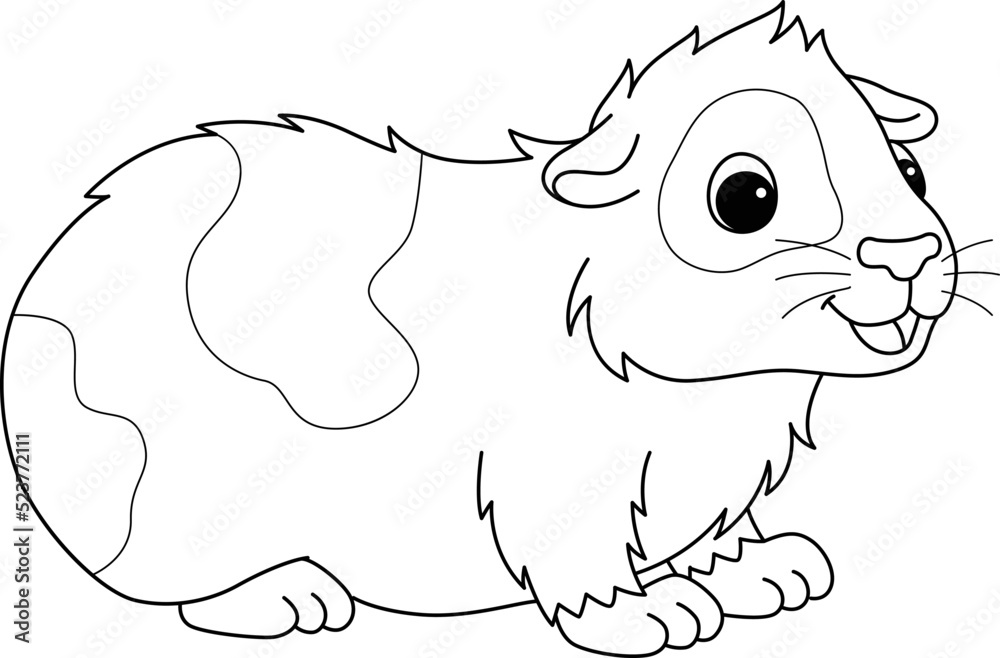 Guinea Pig Animal Isolated Coloring Page for Kids Stock Vector | Adobe ...