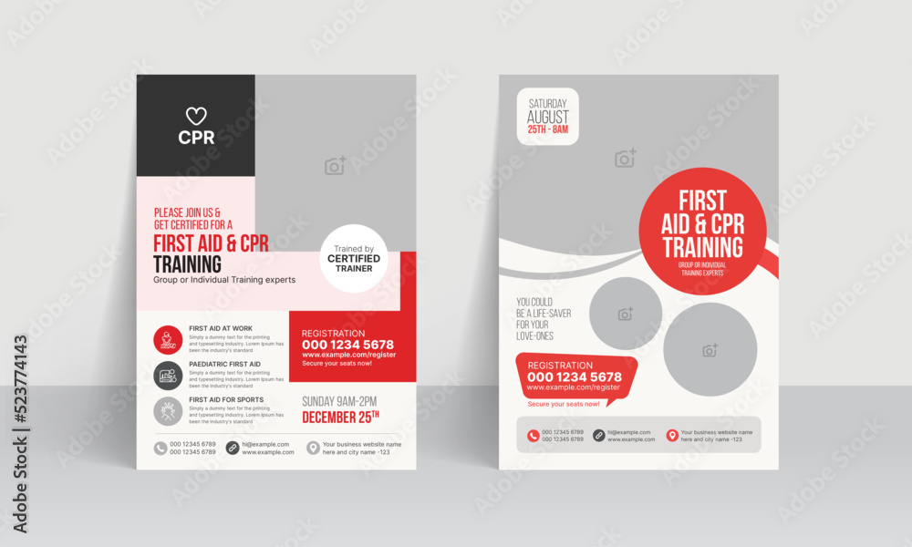 CPR training flyer templates with first aid course for admission poster ...