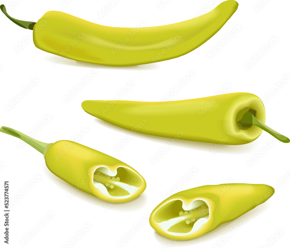 Whole and quarter of Banana Pepper for banners, flyers, posters, social ...