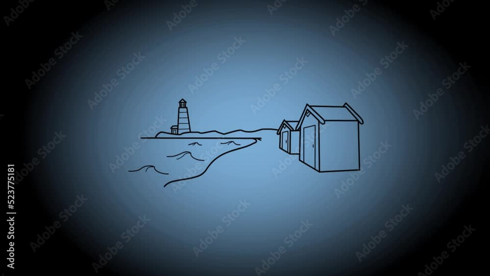 beach Sketch and 2d animated, lighthouse Stock Video | Adobe Stock