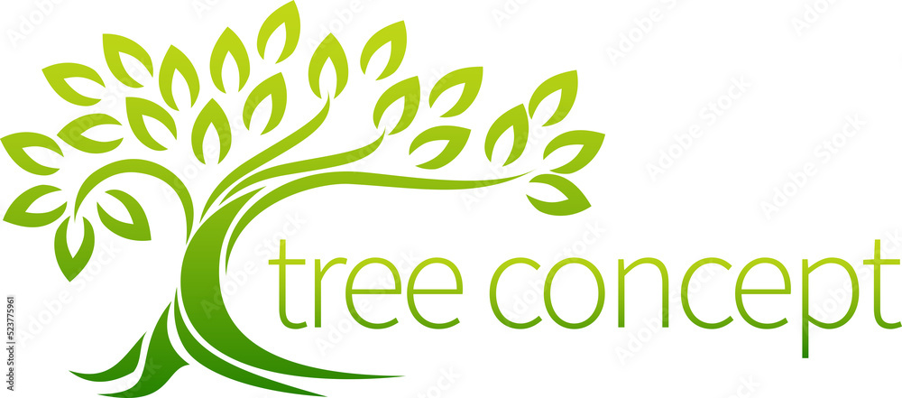 Tree icon concept of a stylised tree with leaves, lends itself to being ...