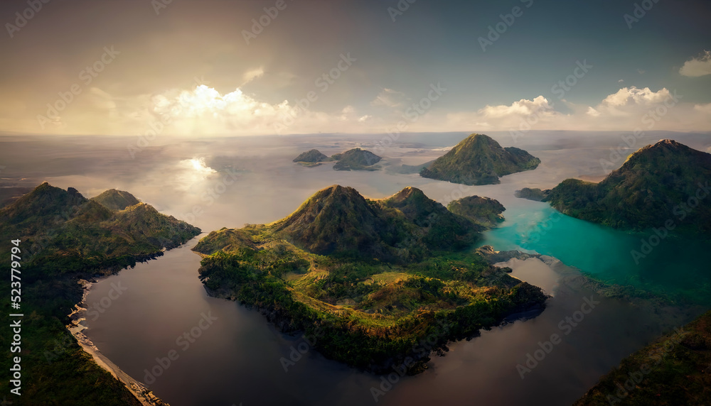 Islands in the ocean. Philippine fantasy islands in the ocean aerial ...