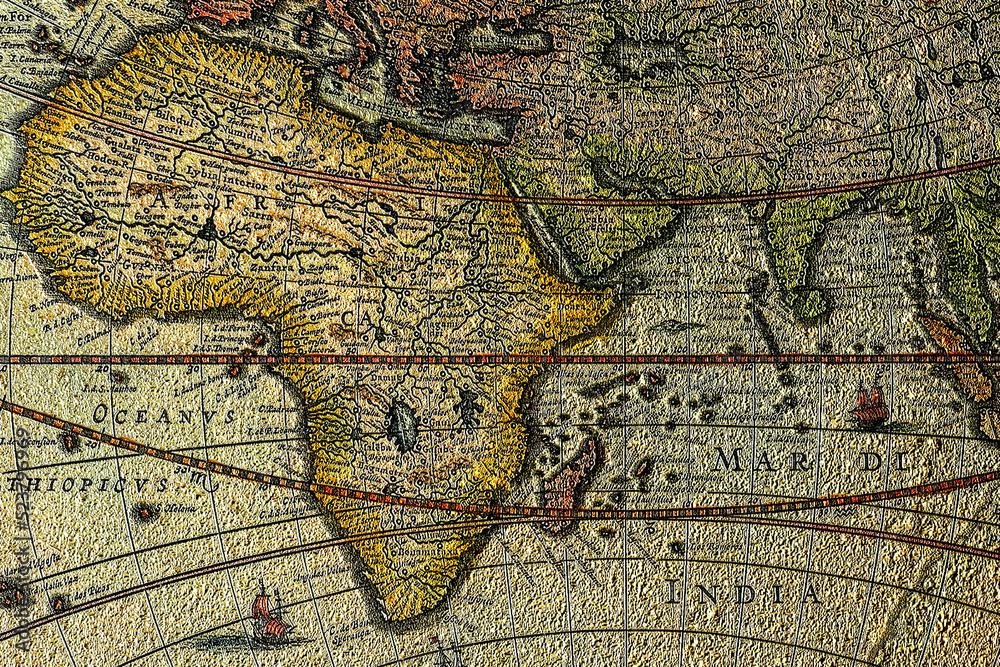 Ancient world map made by H. Hondius dated 1630. The map is in public ...