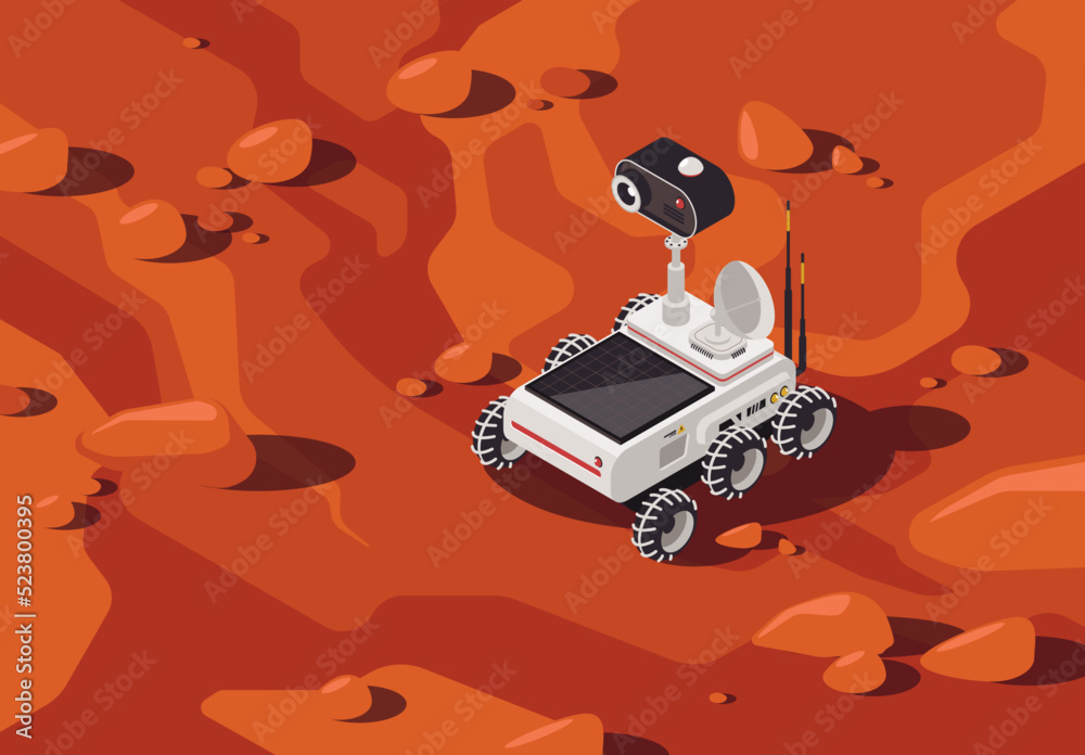 Vector illustration of a futuristic rover in the style of isometry on ...