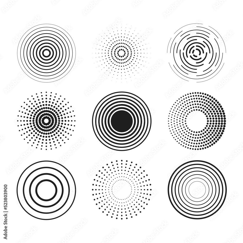 Identification Process Abstract Background Black Rings Sound Wave And Line With Points In A