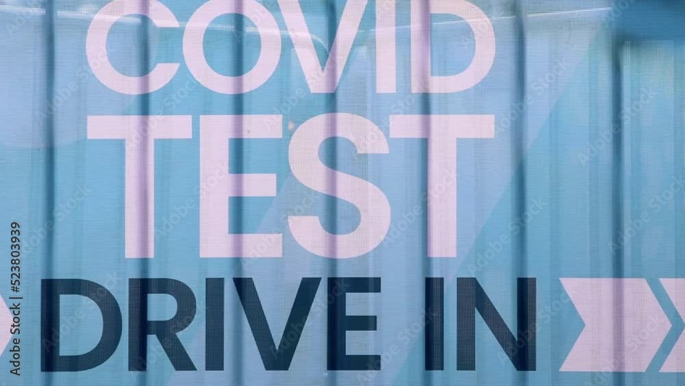 COVID test drive in sign shows rapid test center for mobile COVID-19 ...