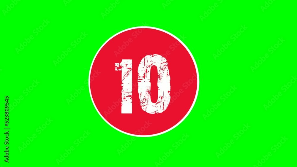 15 Seconds Countdown Timer Icon Animation Isolated White Number On Red