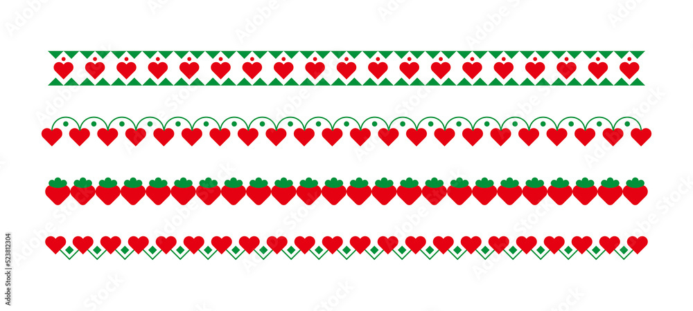 Heart shape border line illustration set. Stock Illustration | Adobe Stock