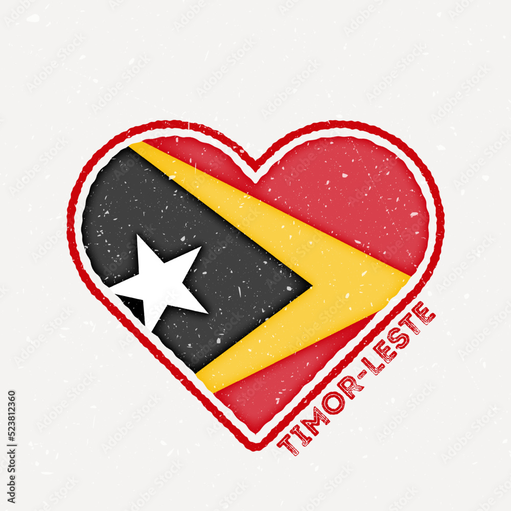 Timor-Leste heart flag badge. Timor-Leste logo with grunge texture ...