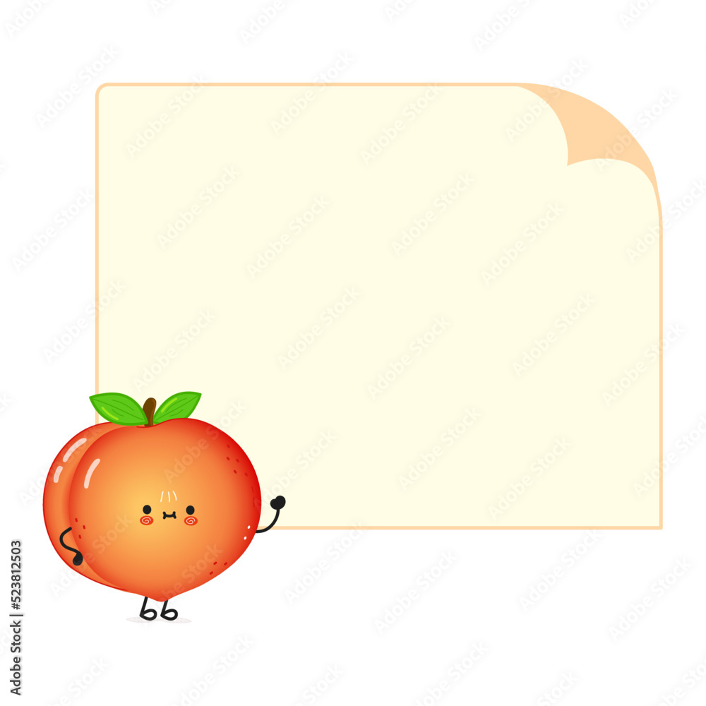 Cute funny peach poster character. Vector hand drawn cartoon kawaii ...