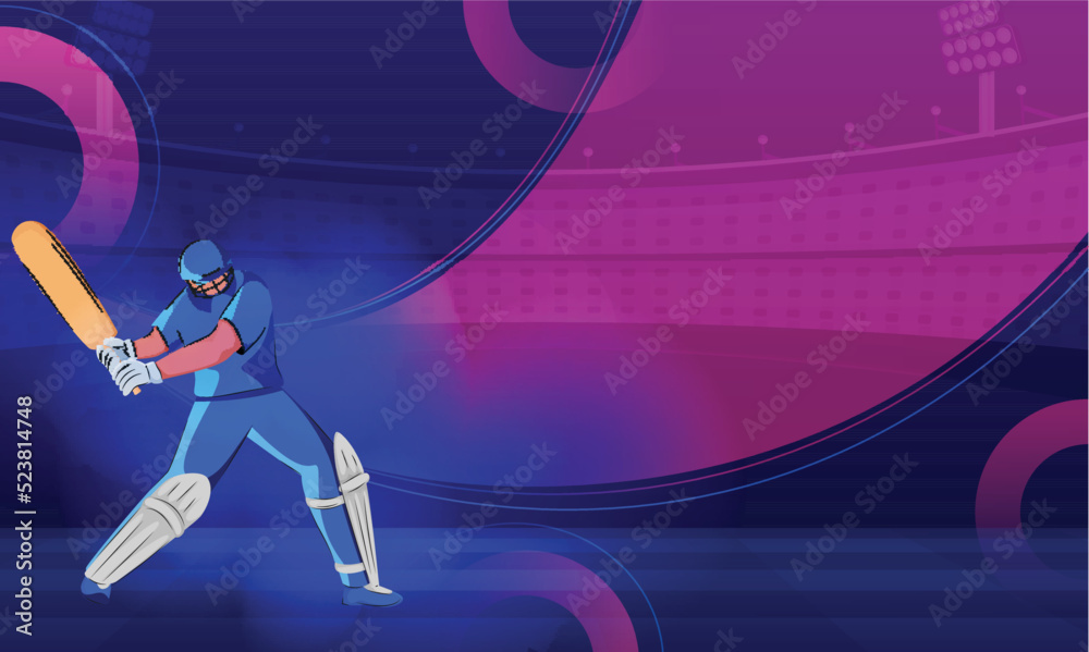 Cricket Championship Concept with Character Illustration of a Batter in ...