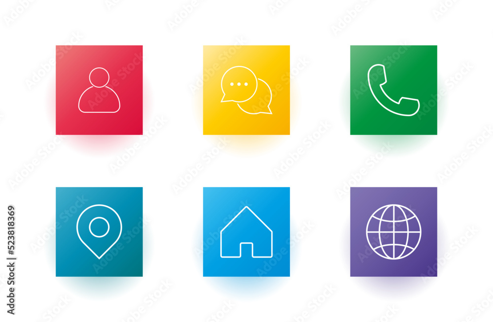 Set of contact icon elements with 3d stylized buttons Stock Vector ...
