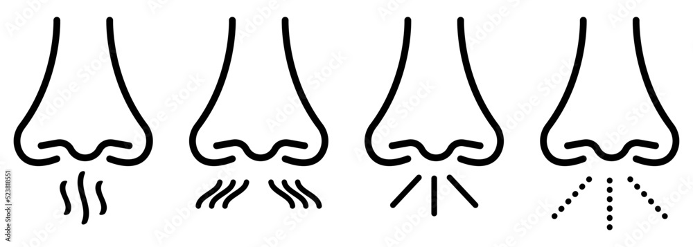 Nose icon set. Human nose symbols. Symbol for website design, logo, app ...