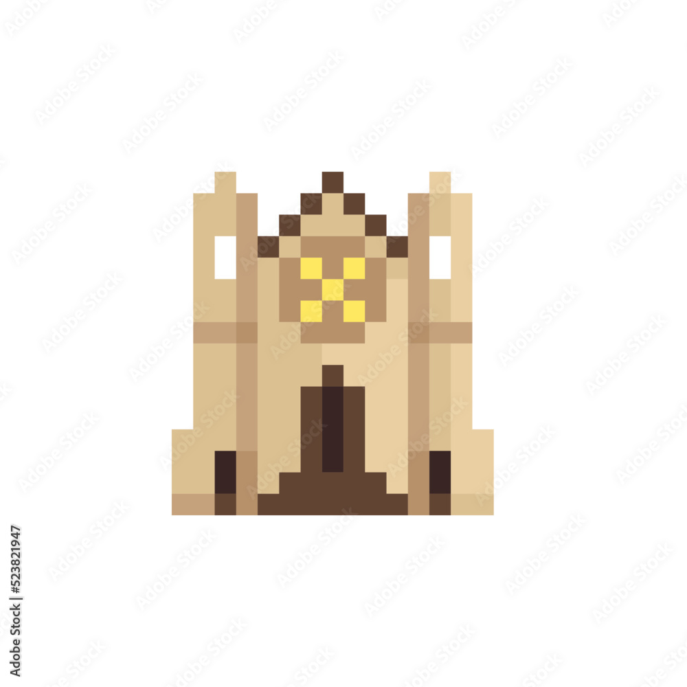 Synagogue building pixel art icon. Isolated vector illustration. Game ...