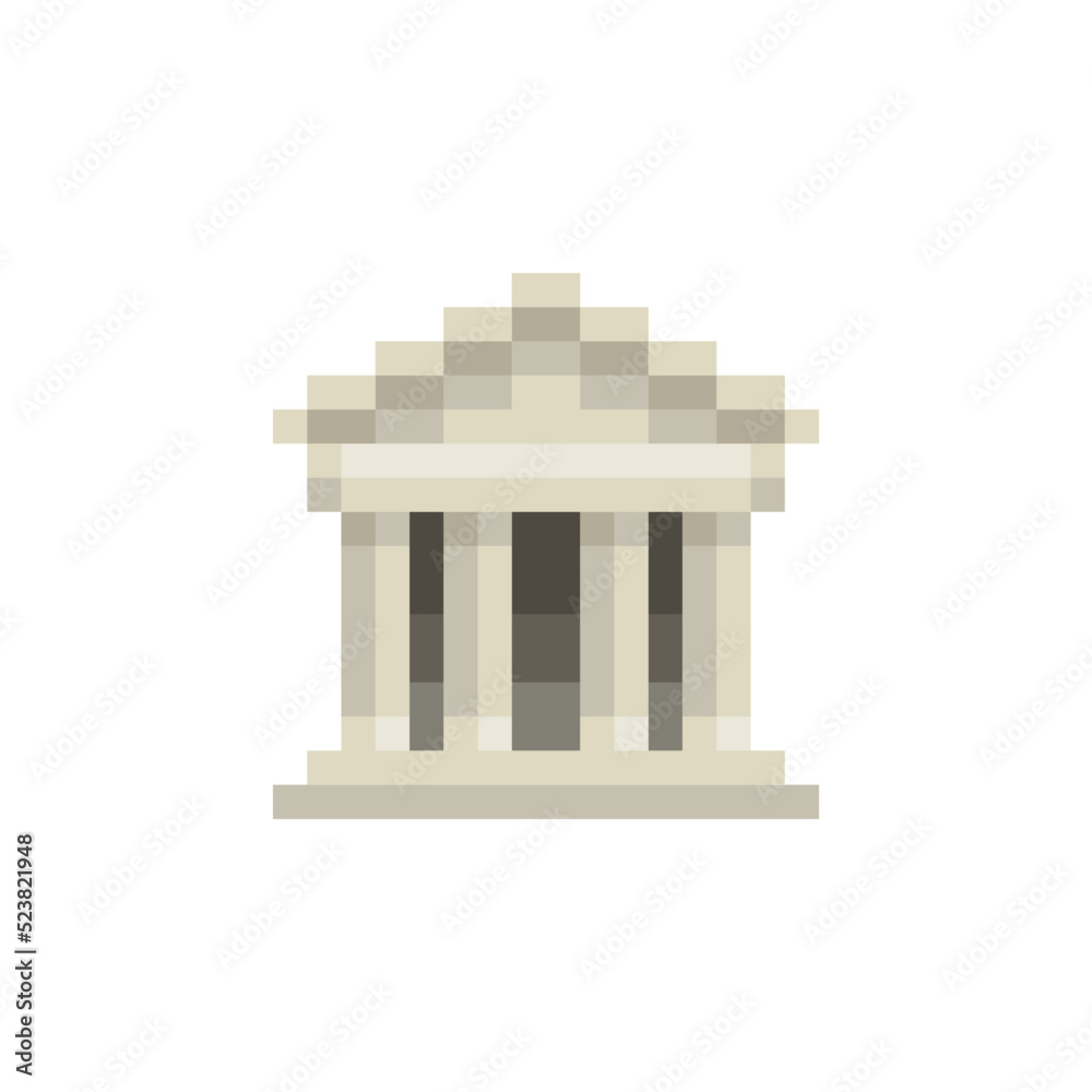 Classical Building Greek temple with columns pixel art icon building ...