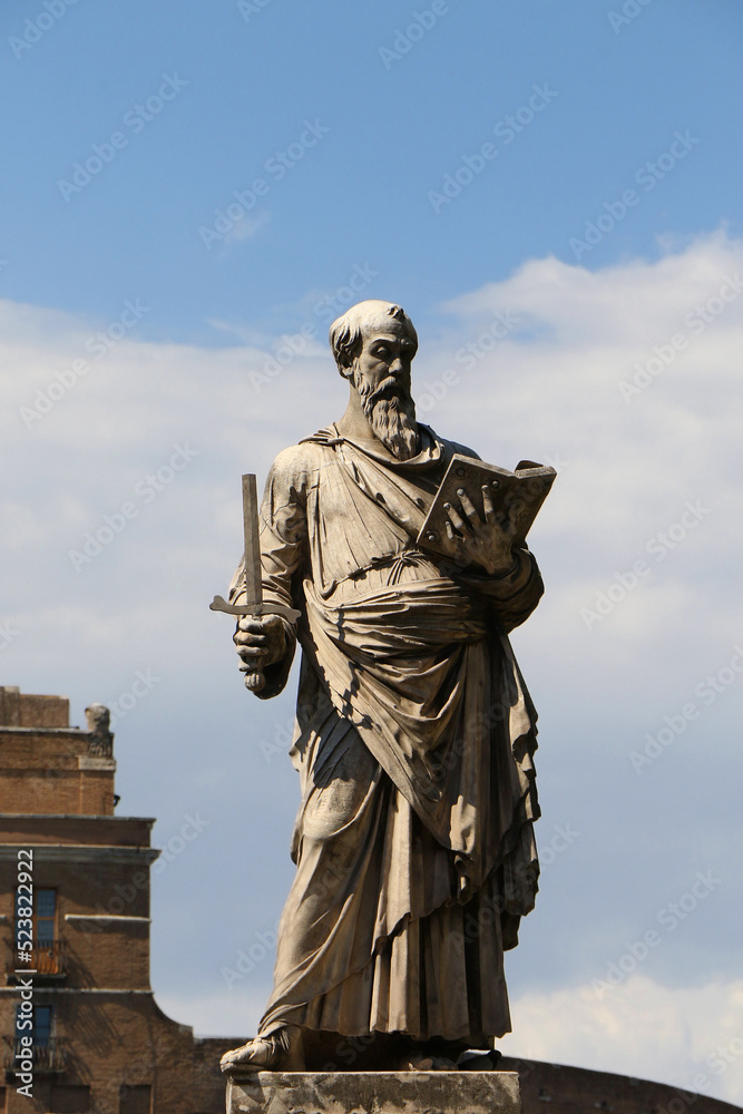 The Statue of Saint Paul on Ponte Sant'Angelo near Castel Sant'Angelo ...