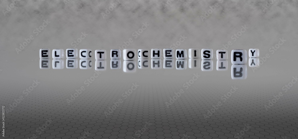 electrochemistry word or concept represented by black and white letter ...