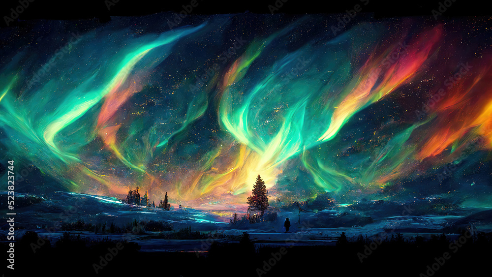 Abstract Aurora Borealis wallpaper illustration Stock Illustration ...