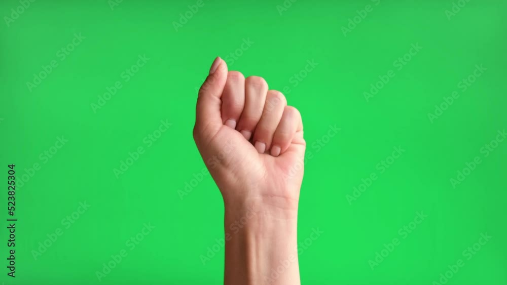 Female Hand with Beige Manicure making Rise Up Sign Symbol with her ...